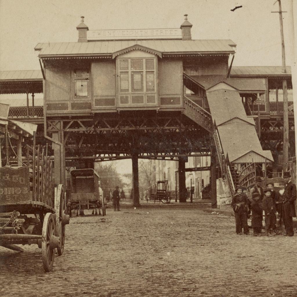 Photograph of an Elevated Railroad Station - NYC in 1870