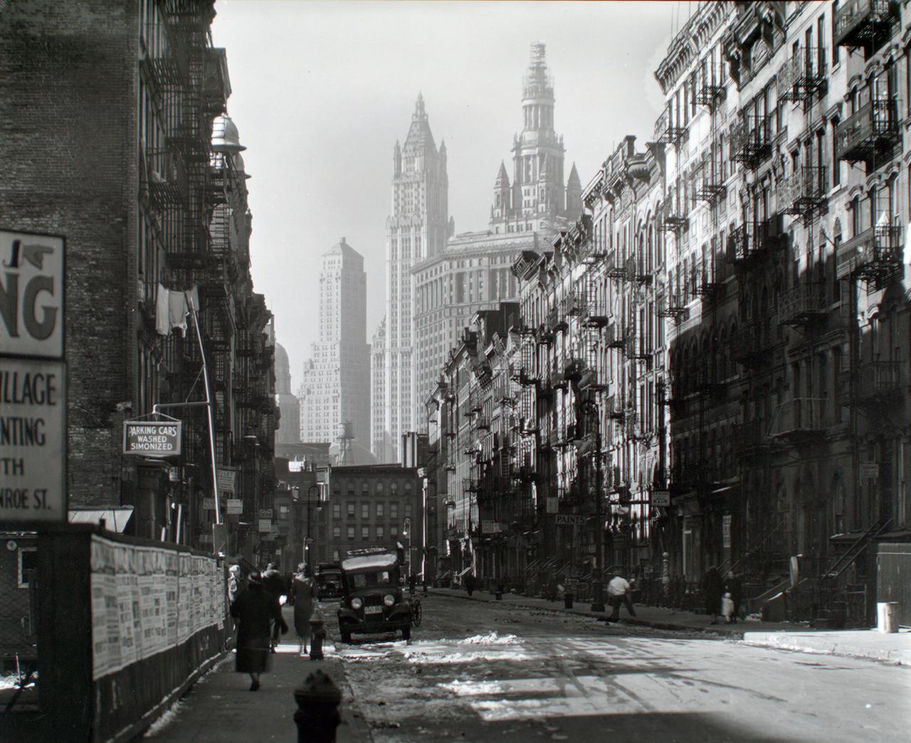 Henry Street and the Downtown Skyline - NYC in 1935