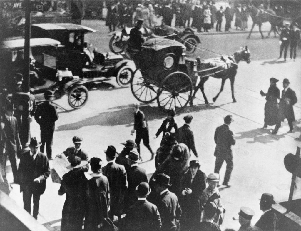 Horse-Drawn Carriage and Automobiles