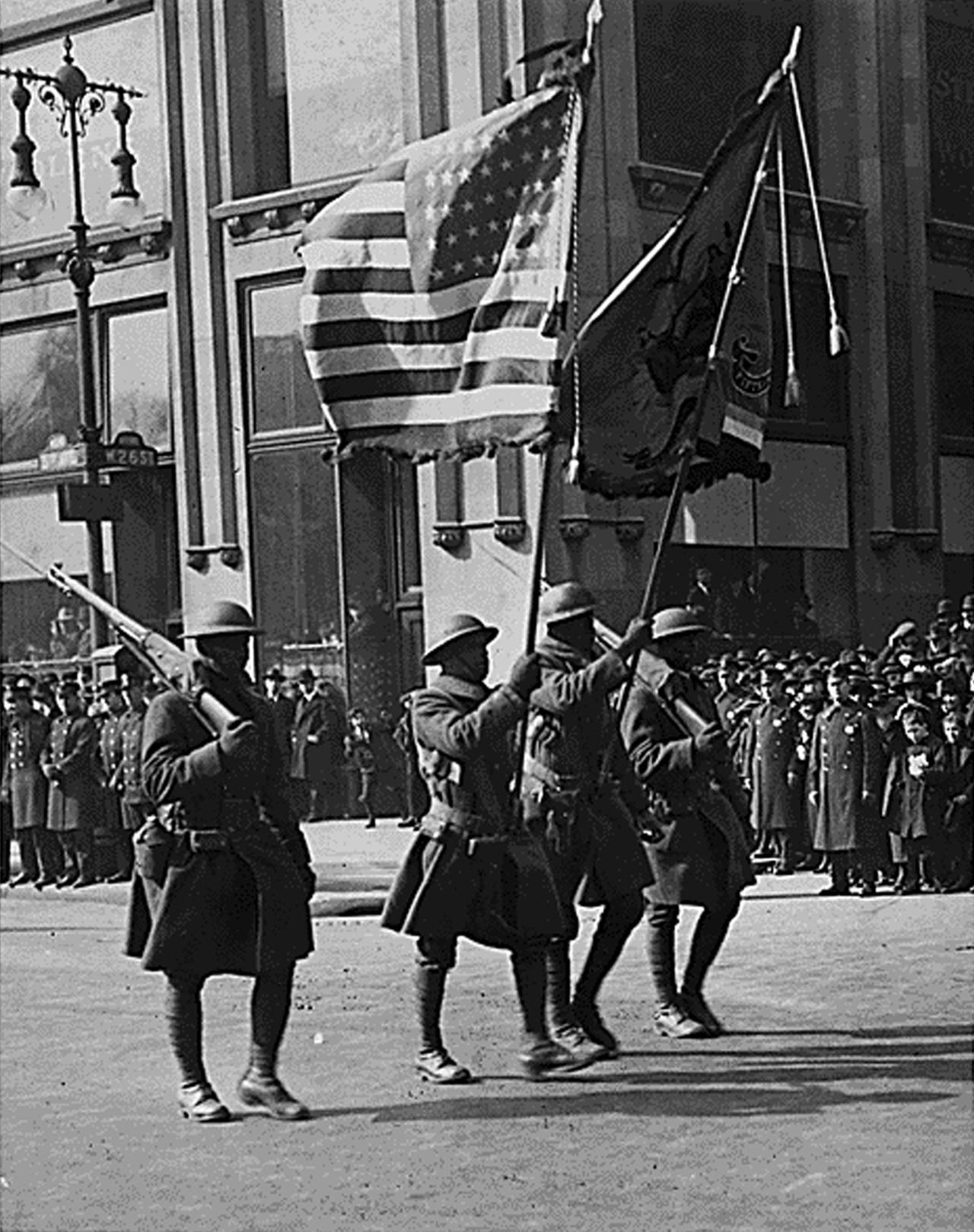 Colors of the 369th Infantry - NYC in 1918