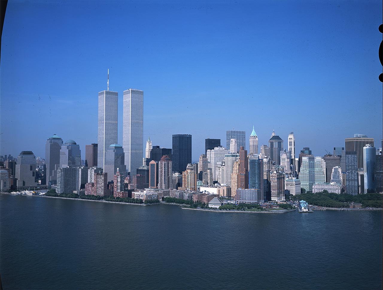 Twin Towers and Lower Manhattan Skyline - NYC in 1980