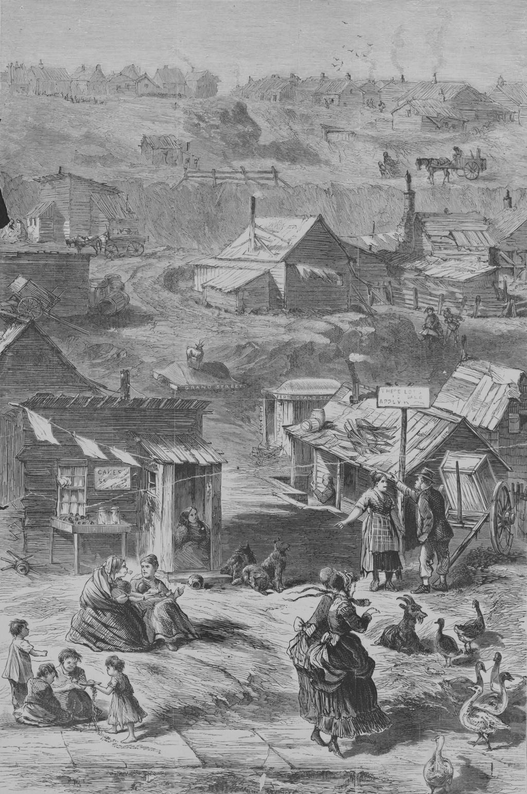 Scene of Squatters Living near Central Park in 1869