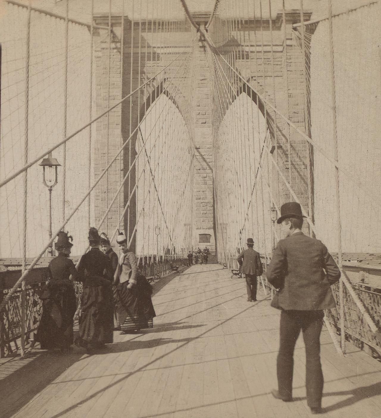 Entrance to Brooklyn Bridge Promenade - NYC in 1883