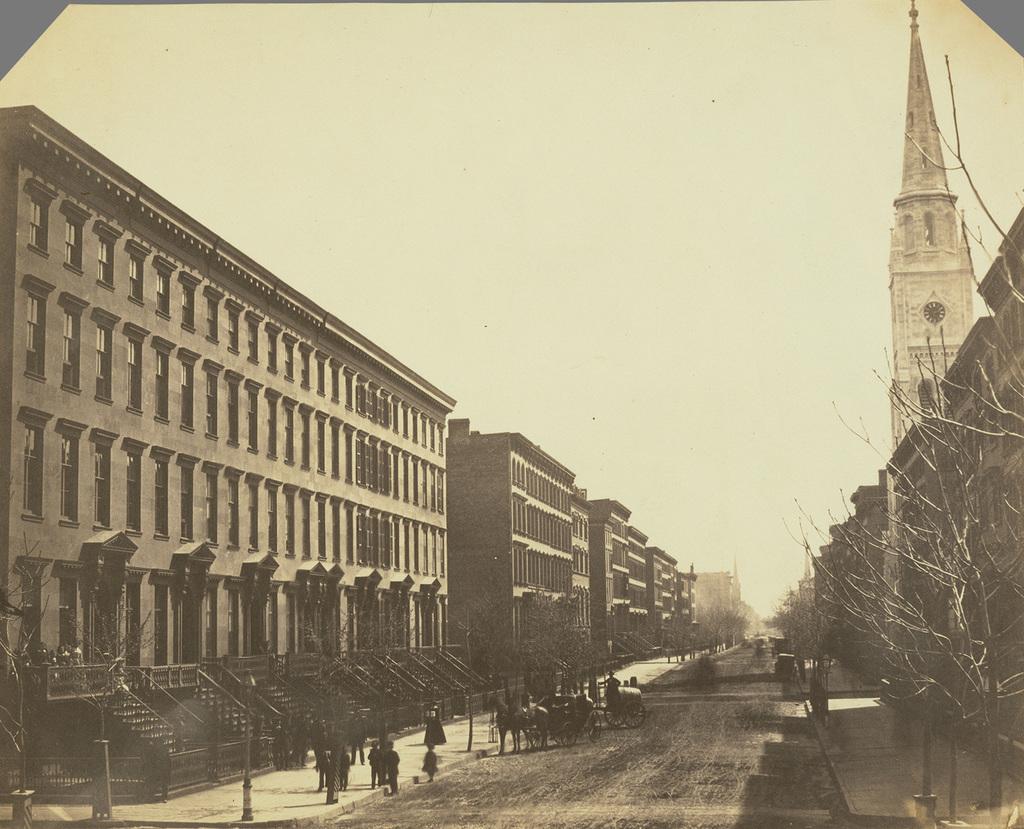 A Row of Brownstones Along Fifth Avenue - NYC in 1855