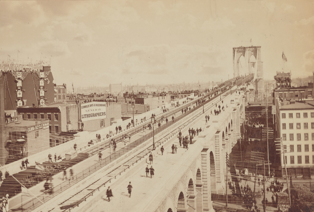 Aerial View of the Brooklyn Bridge Overpass - NYC in 1883