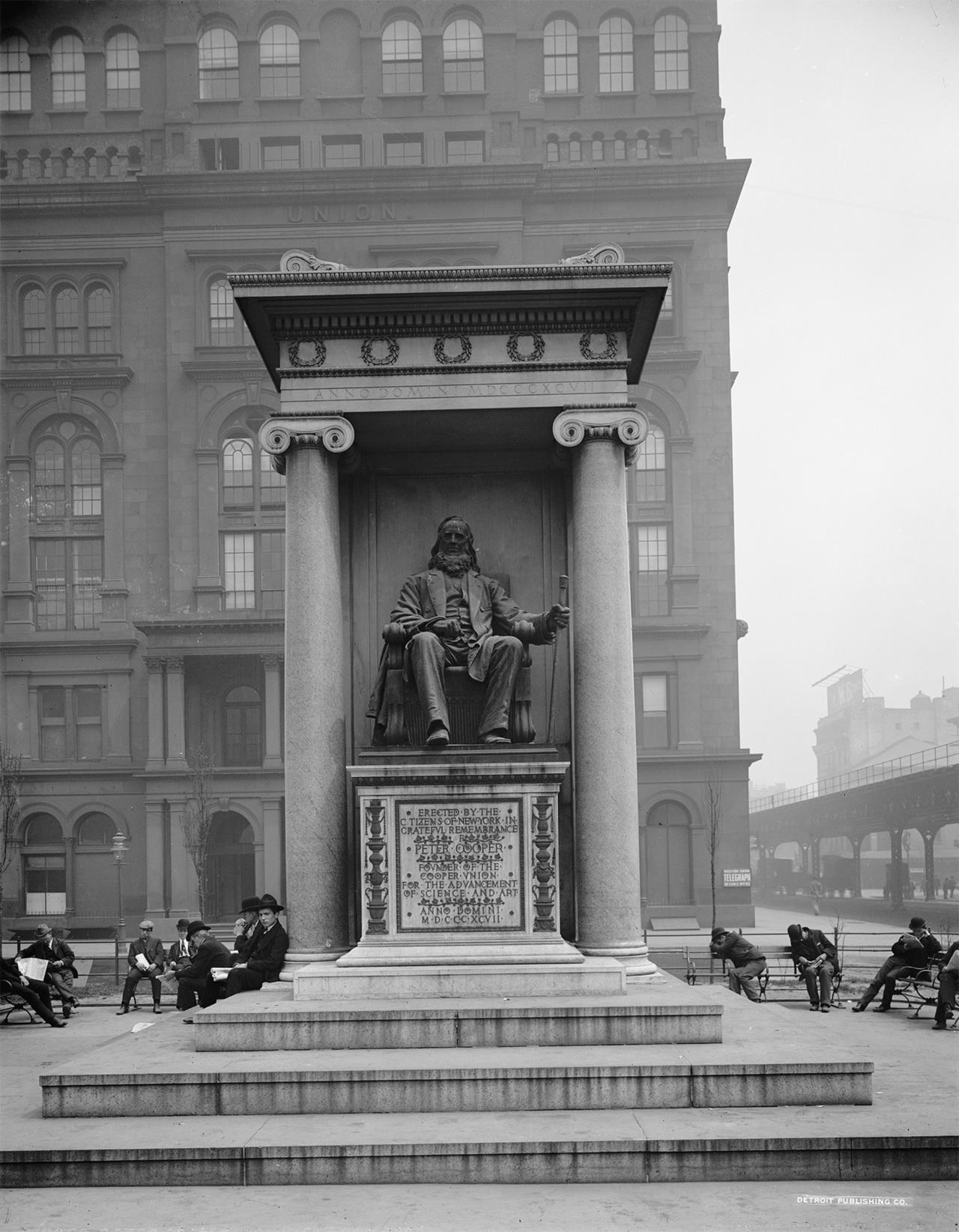 Photograph of the Peter Cooper Monument - NYC in 1900
